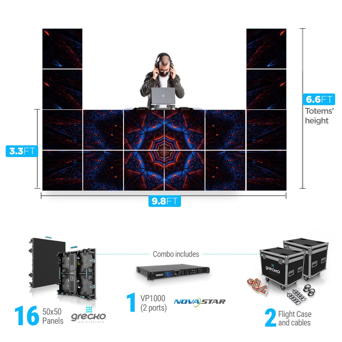 Led Video Wall NovaStar P3.91mm Totems 6.6′ + 9.8' x 3.3' Outdoor Turn ...